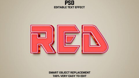 ArtStation - 3D Red. PSD fully editable text effect. Layer style PSD ...