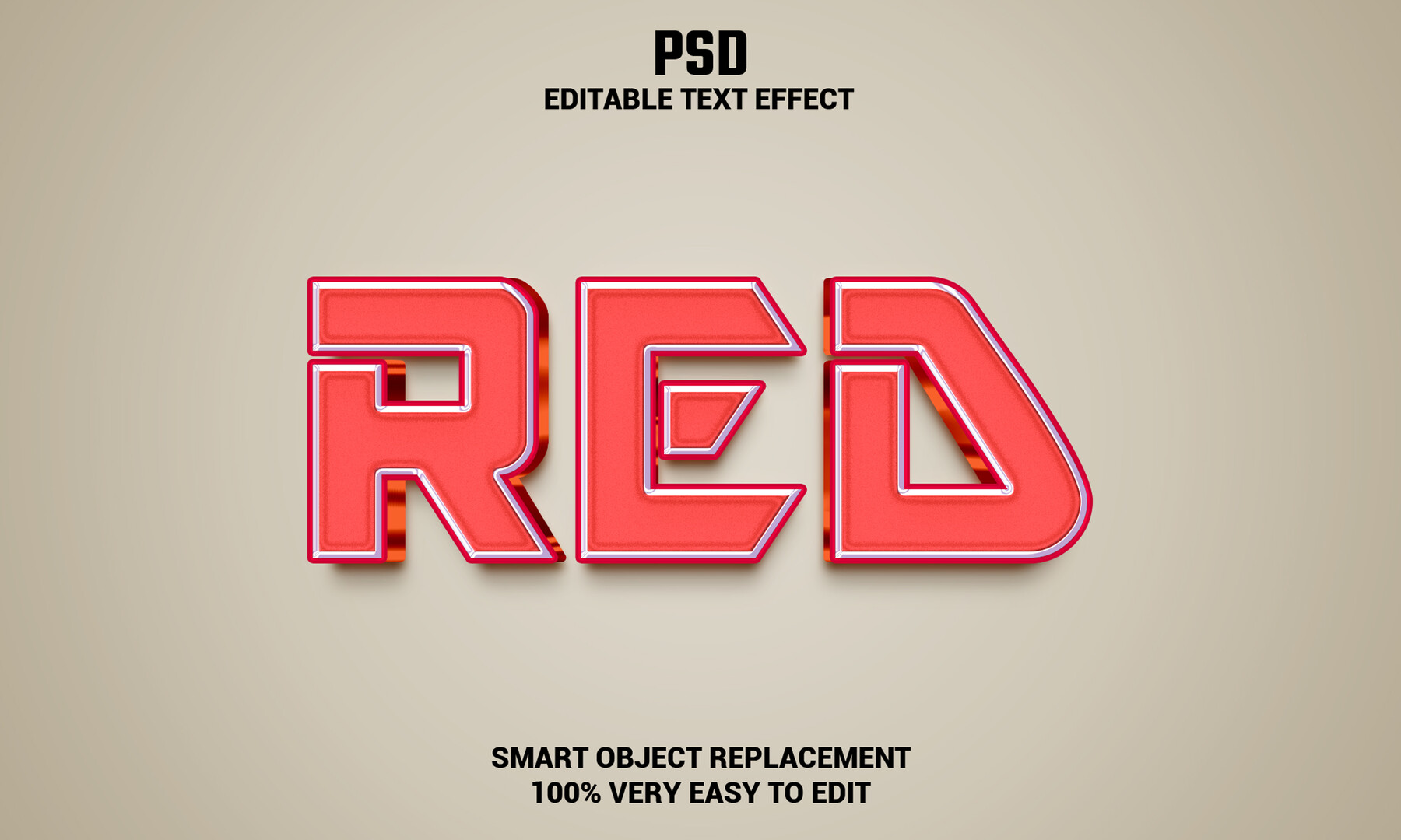 ArtStation - 3D Red. PSD fully editable text effect. Layer style PSD ...