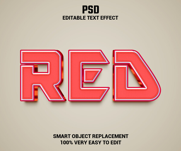ArtStation - 3D Red. PSD fully editable text effect. Layer style PSD ...