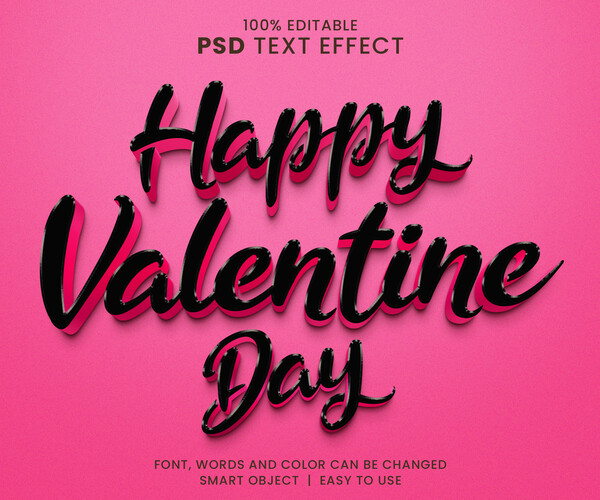 ArtStation - Happy Valentine Day PSD fully editable text effect. Layer ...