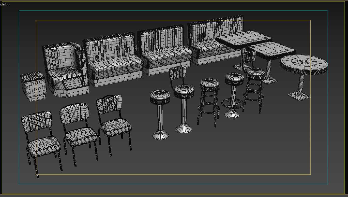 ArtStation - Retro Diner furniture 50s bundle | Resources