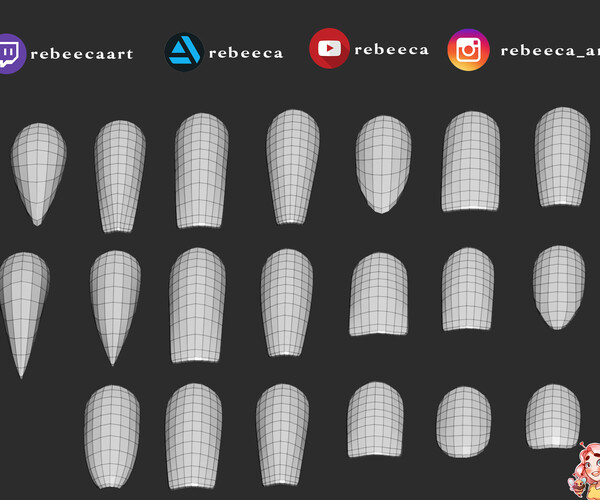 ArtStation - Nails in 20 diferent shapes | Brushes