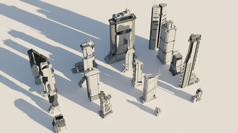 ArtStation - Scifi Building 3D Models Vol 1 | Resources