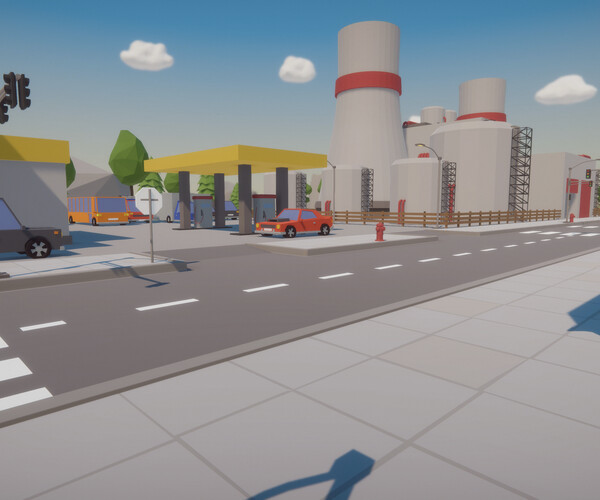 ArtStation - Low Poly Cartoon City - Asset for Unity 3D, Map and Models ...