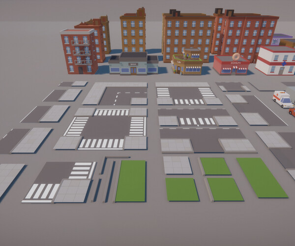 ArtStation - Low Poly Cartoon City - Asset for Unity 3D, Map and Models ...