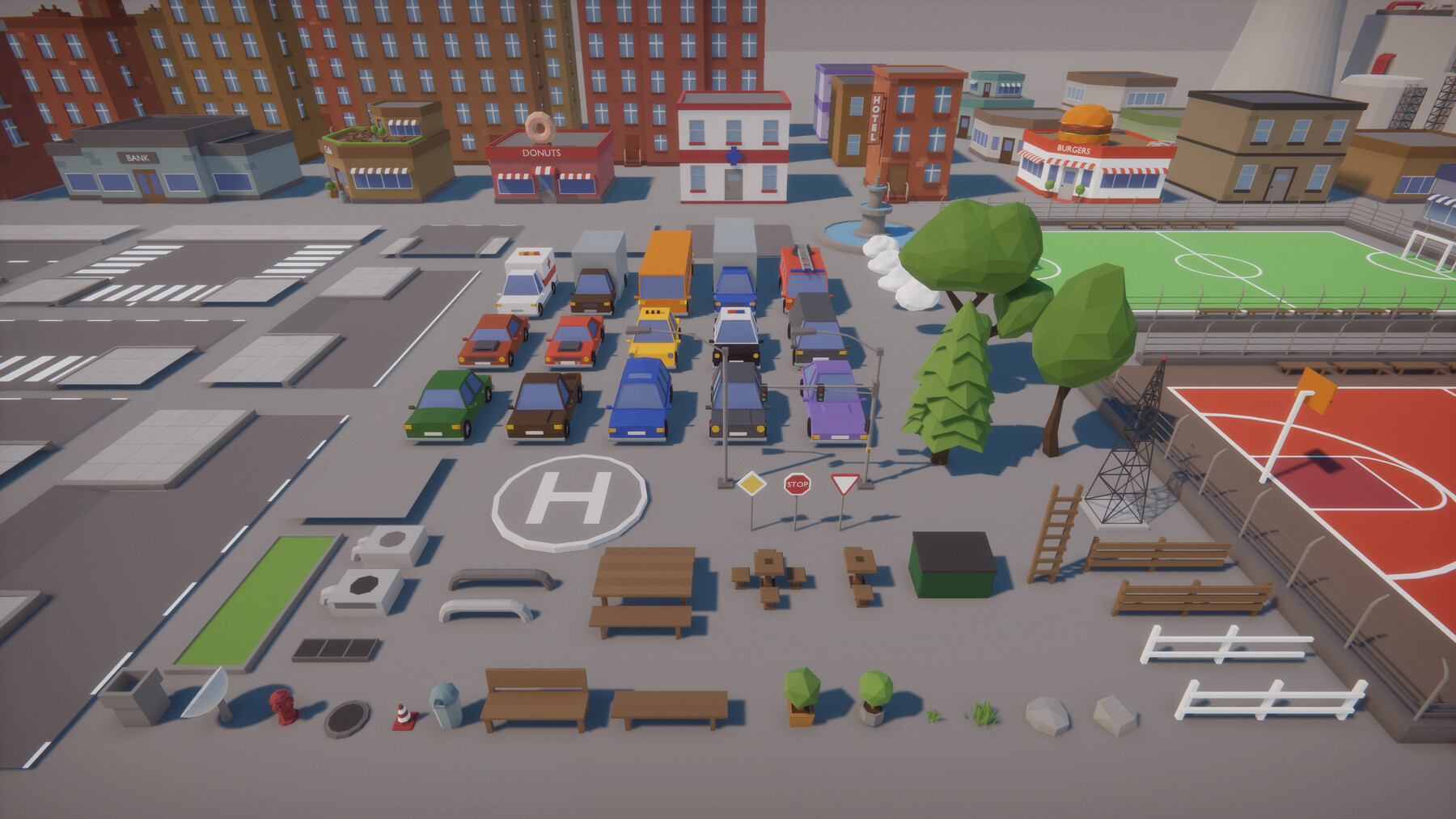 ArtStation - Low Poly Cartoon City - Asset for Unity 3D, Map and Models | Game Assets
