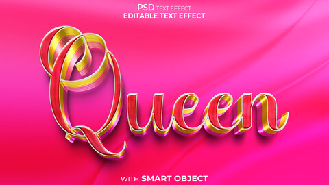 ArtStation - 3D Queen. PSD fully editable text effect. Layer style PSD ...