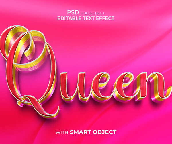 ArtStation - 3D Queen. PSD fully editable text effect. Layer style PSD ...