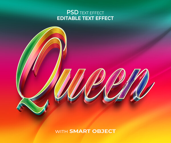 ArtStation - 3D Queen. PSD fully editable text effect. Layer style PSD ...