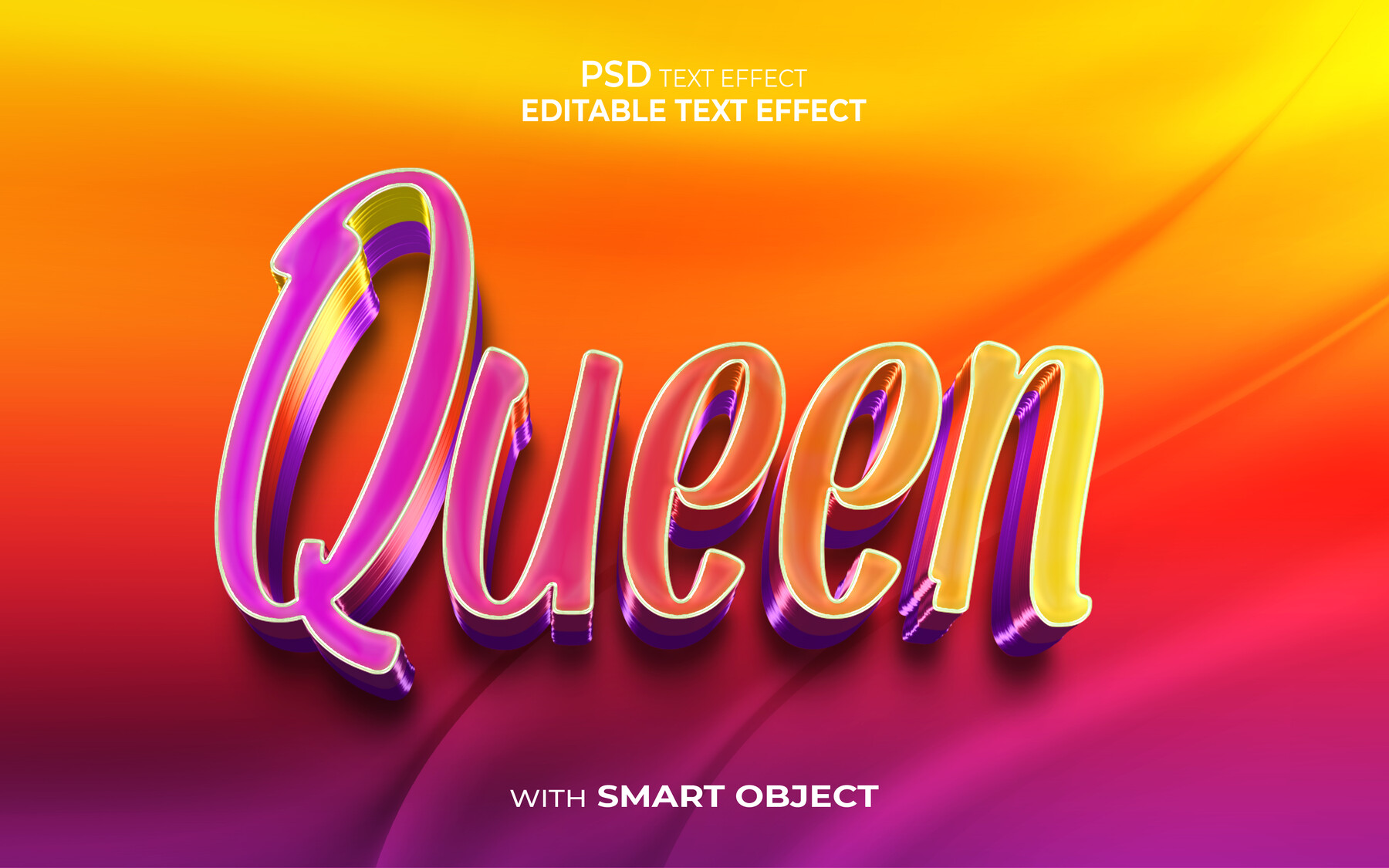 ArtStation - 3D Queen. PSD fully editable text effect. Layer style PSD ...