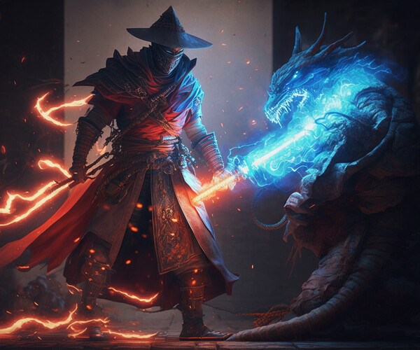 ArtStation - The samurai with magic | Artworks