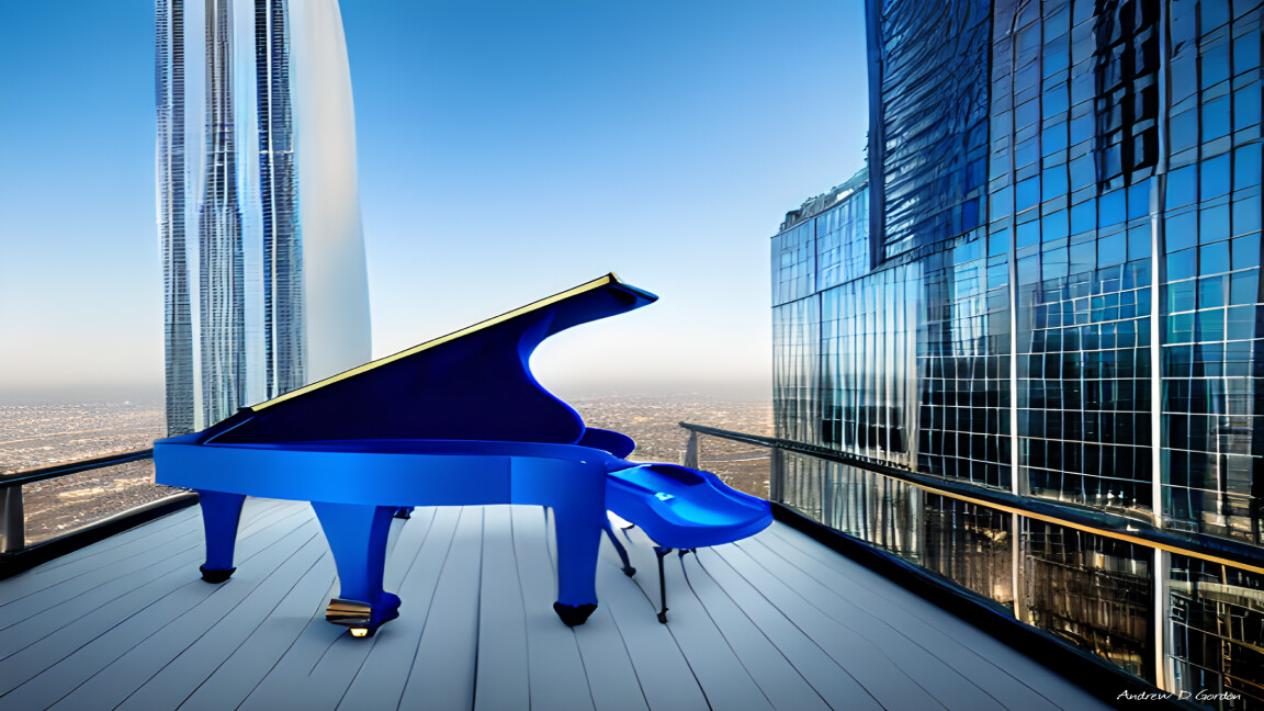 ArtStation - A Blue Piano Sitting On Top Of A Skyscraper | Artworks