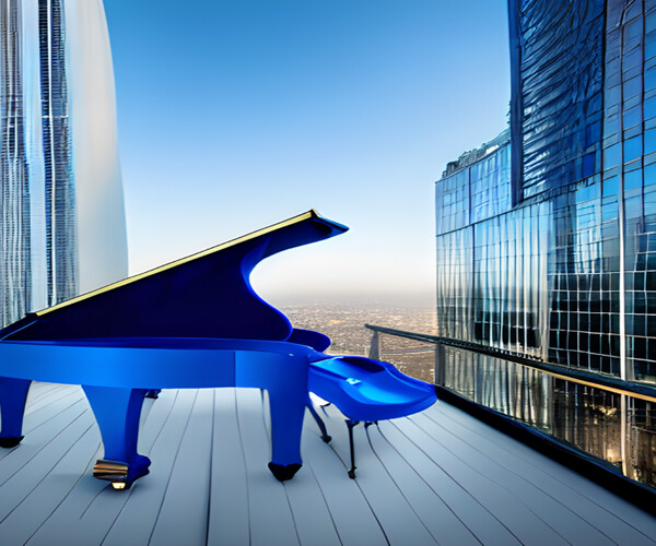 ArtStation - A Blue Piano Sitting On Top Of A Skyscraper | Artworks