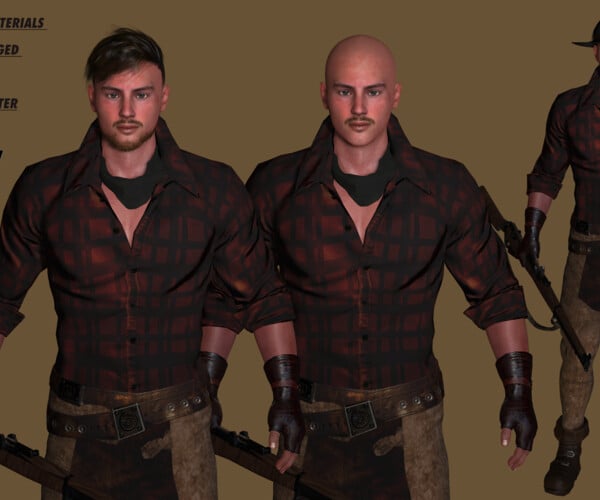 ArtStation - AAA 3D REALISTIC COWBOY CHARACTER 01 - GAME READY RIGGED ...