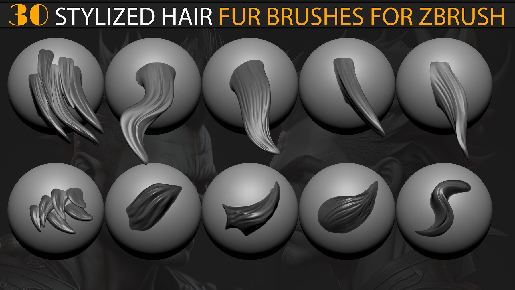 ArtStation - 30 Stylized Hair (Fur) VDM Brushes for Zbrush V-02 | Brushes