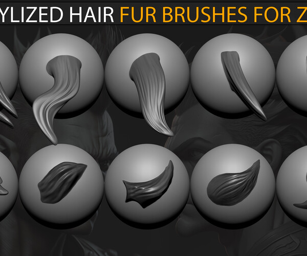 ArtStation - 30 Stylized Hair (Fur) VDM Brushes for Zbrush V-02 | Brushes