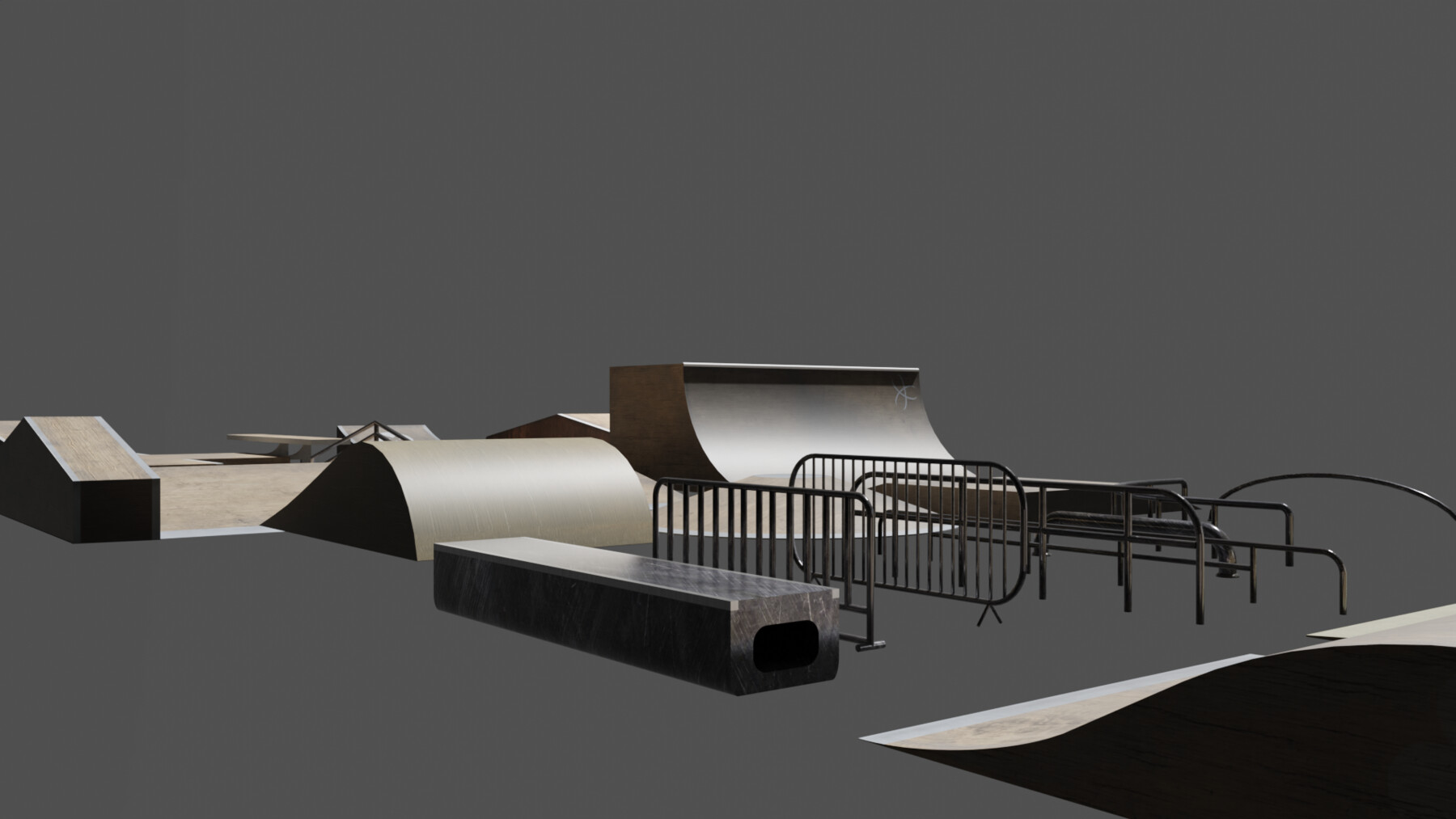 ArtStation - Skatepark SK8 Skate BMX Rail Railing Ramp Trampolines ...