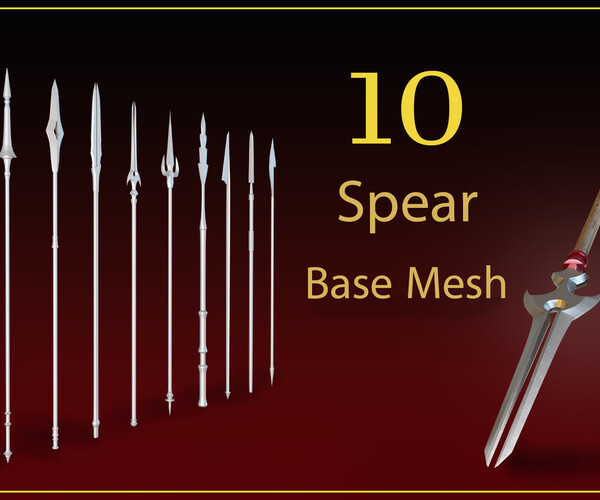 ArtStation - 10 Spear Base Mesh, Obj & Fbx- Game Ready- Vol 01 -Free Spear ( 2 Sample ) | Game ...