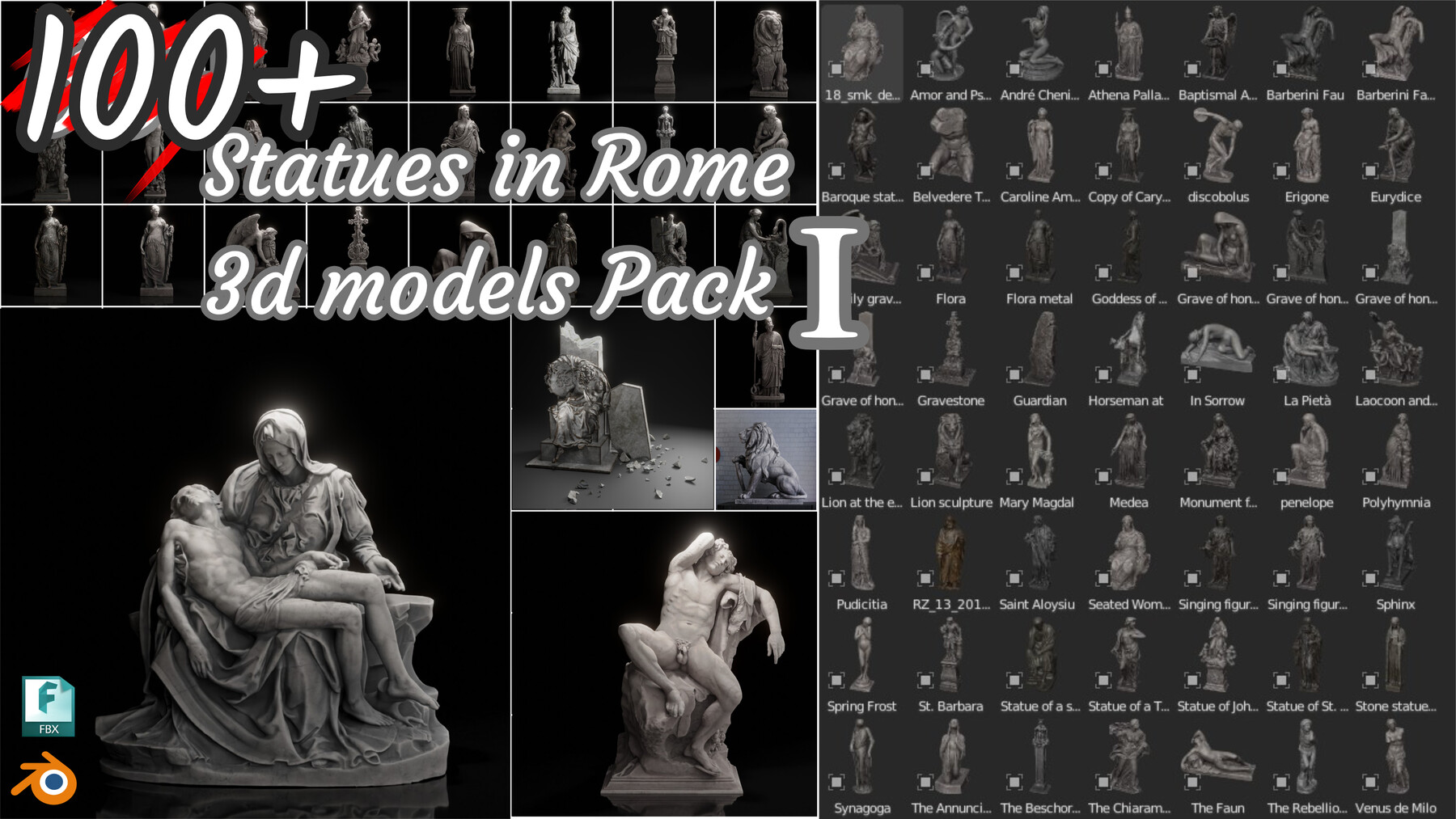 ArtStation - 100+ Scaned Famous Statues in Rome 3d models Pack Ⅰ ...