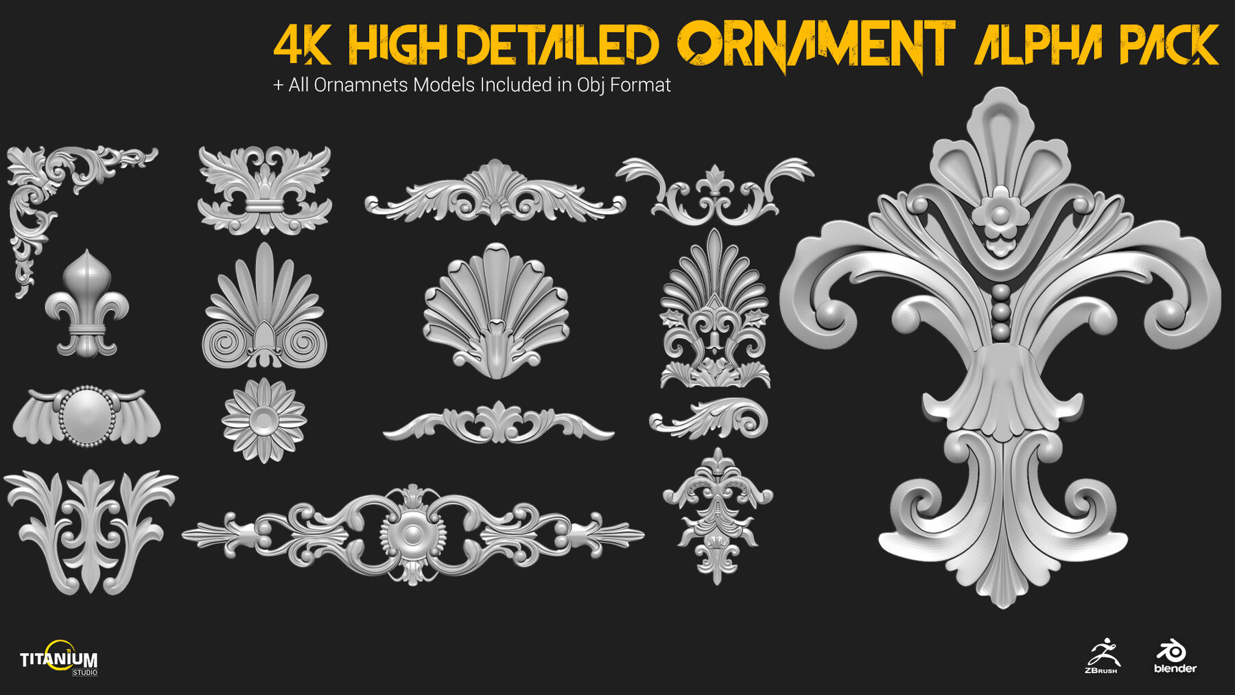 ArtStation - High Detailed Ornament Elements Alpha Pack + 3D Models ...