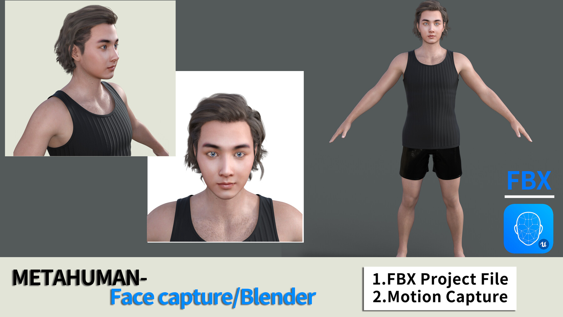 ArtStation - Brock/Asian male/Face capture/Metahuman/blender/UE4 rigged ...