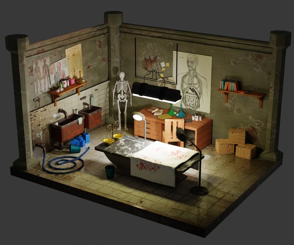 ArtStation - Isometric postmortem Blender 3D scene - inspired from Classic Game Black Mirror ...