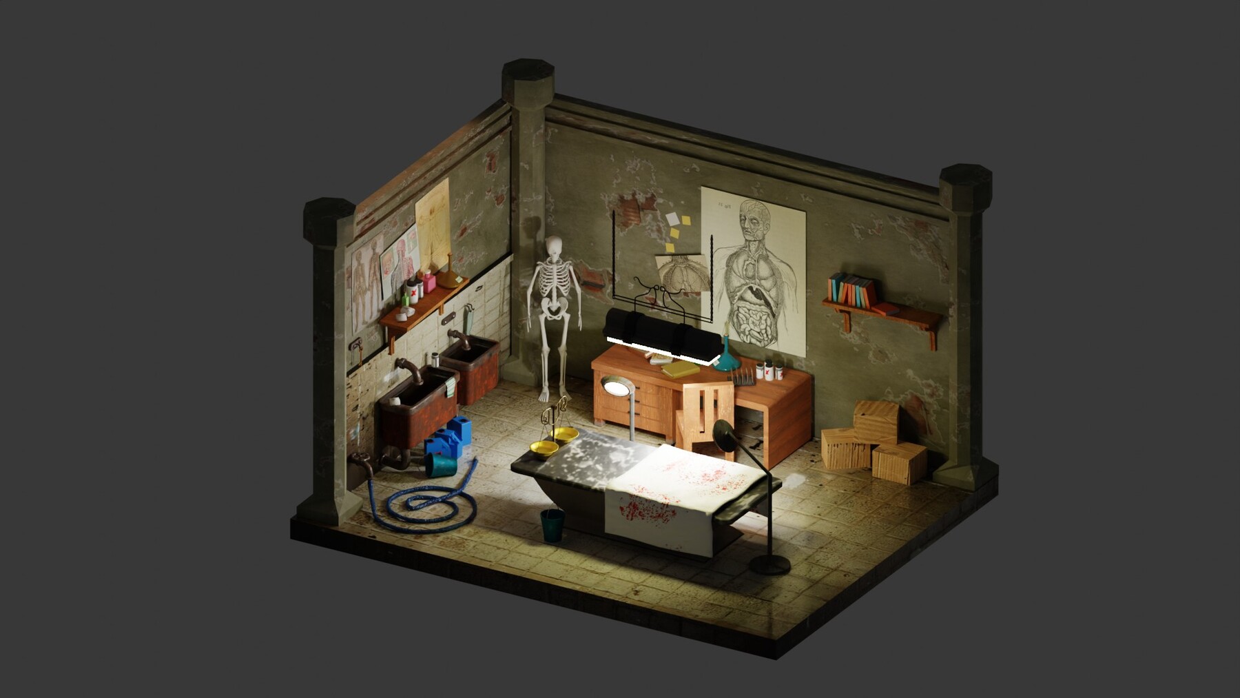 ArtStation - Isometric postmortem Blender 3D scene - inspired from Classic Game Black Mirror ...