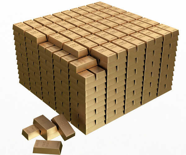 ArtStation - Gold Bars Big Stack 02 | Resources