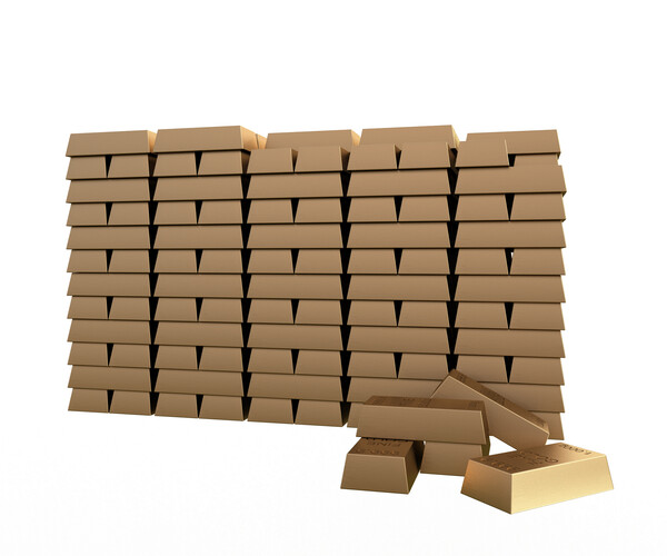 ArtStation - Gold Bars Big Stack 02 | Resources