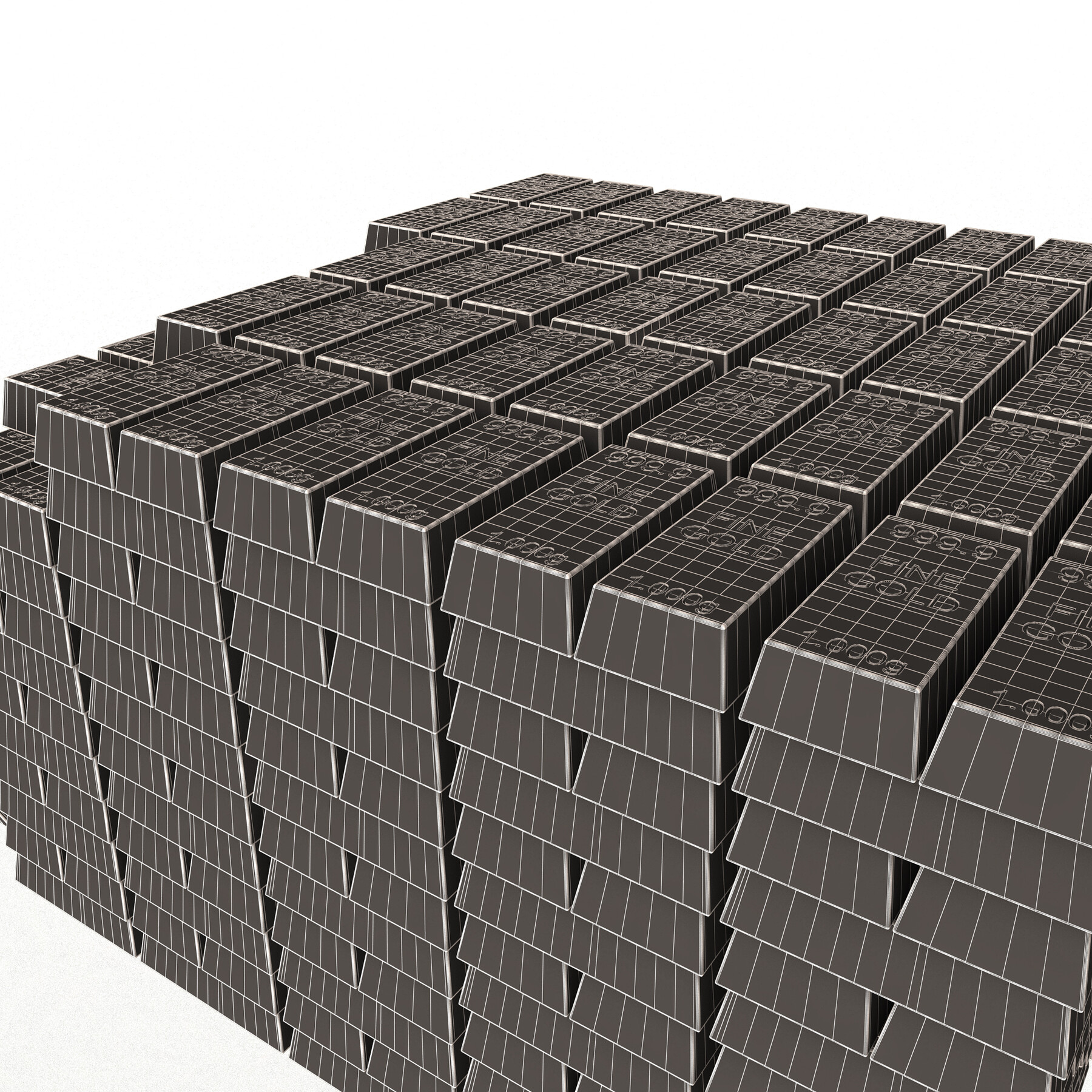 ArtStation - Gold Bars Big Stack 02 | Resources