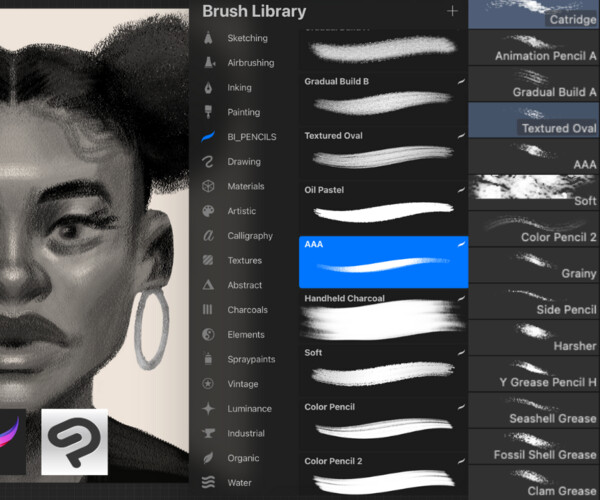 ArtStation - 46 Grungy Watercolor and Pencil Brushes (Procreate ...