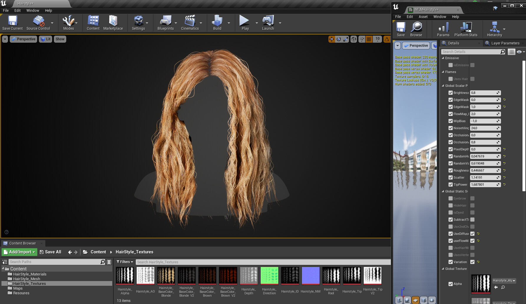 ArtStation - Low Poly Cards Game-ready Wavy Long Hairstyle | Game Assets