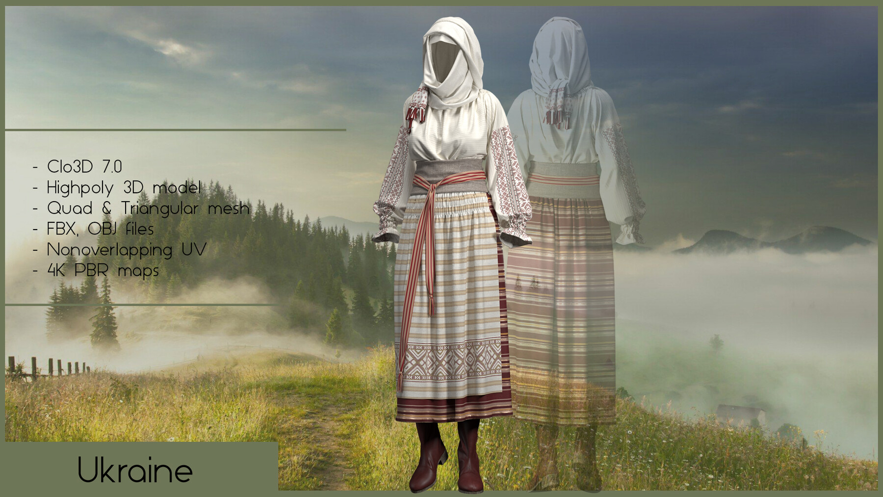 ArtStation - UKRANIAN COSTUME (complete outfit made in Clo3D/Marvelous ...