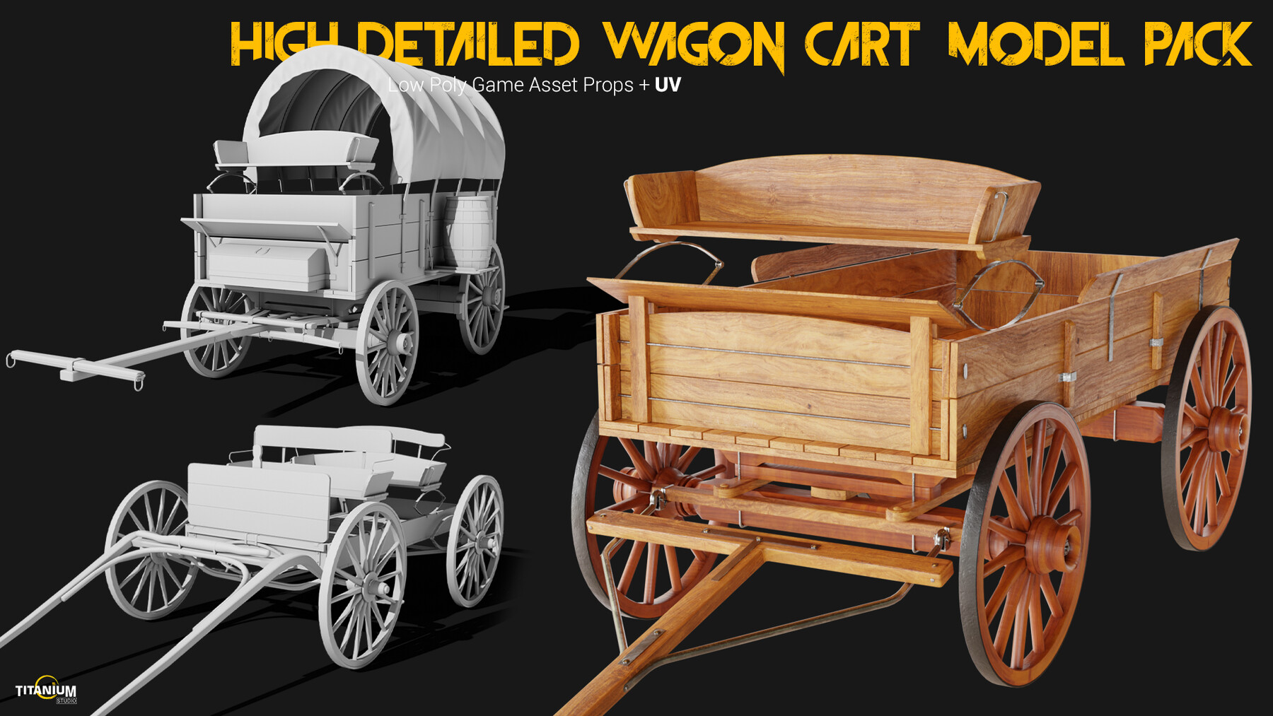 ArtStation - High Detailed Wagon Cart Model Pack | Game Assets