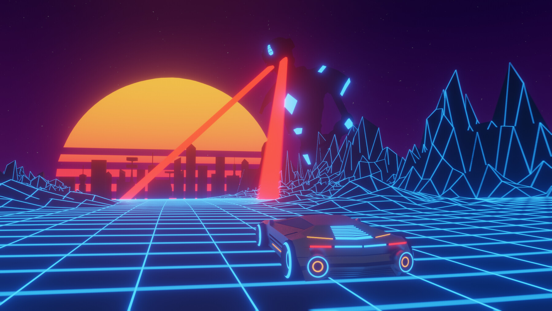 ArtStation - Synthwave Race Towards The 80s - Animated Scene | Resources