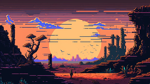 ArtStation - Cyberpunk pixel art 16 bit Plains landscapes | Artworks