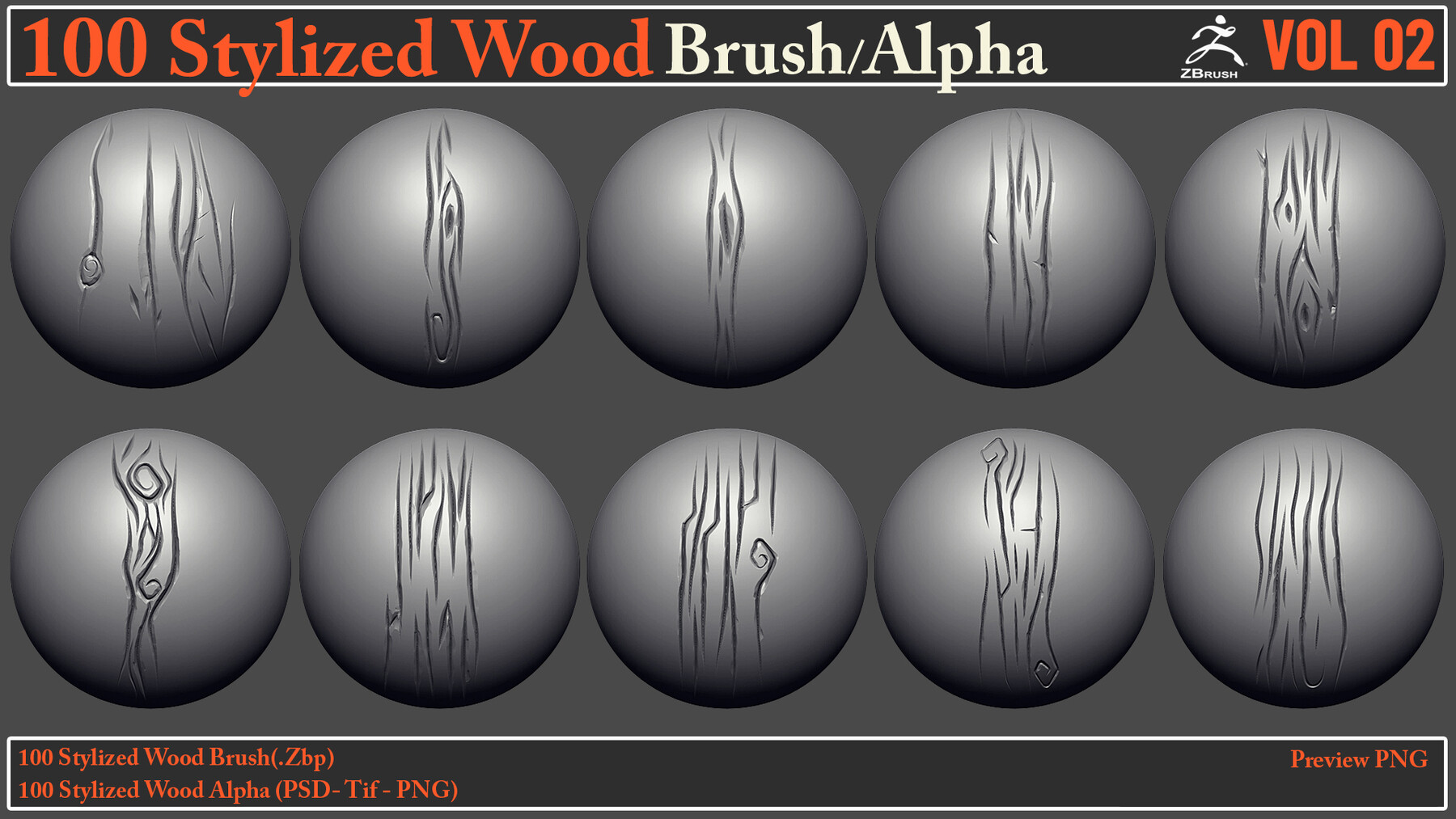 ArtStation - 100 Stylized Wood Brush/Alpha VOL02 | Brushes