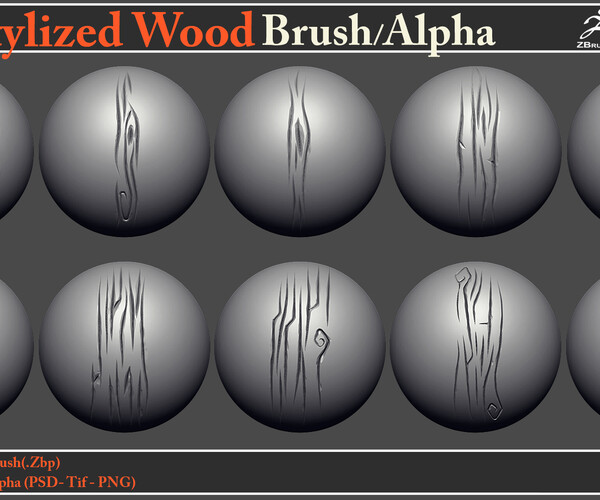 ArtStation - 100 Stylized Wood Brush/Alpha VOL02 | Brushes