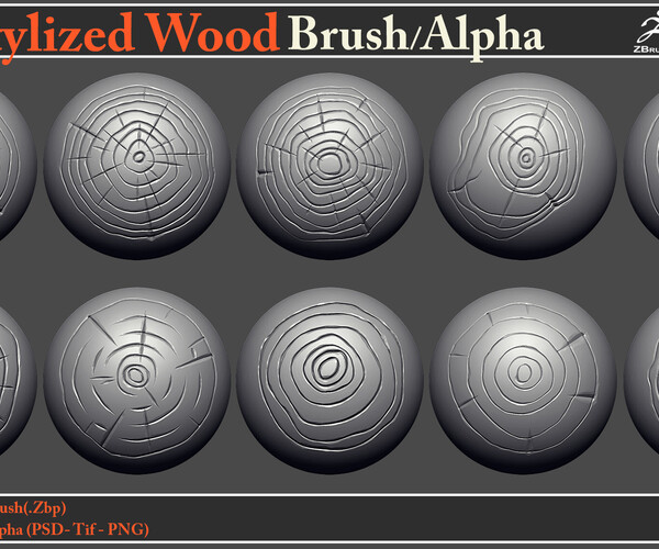 ArtStation - 100 Stylized Wood Brush/Alpha VOL02 | Brushes