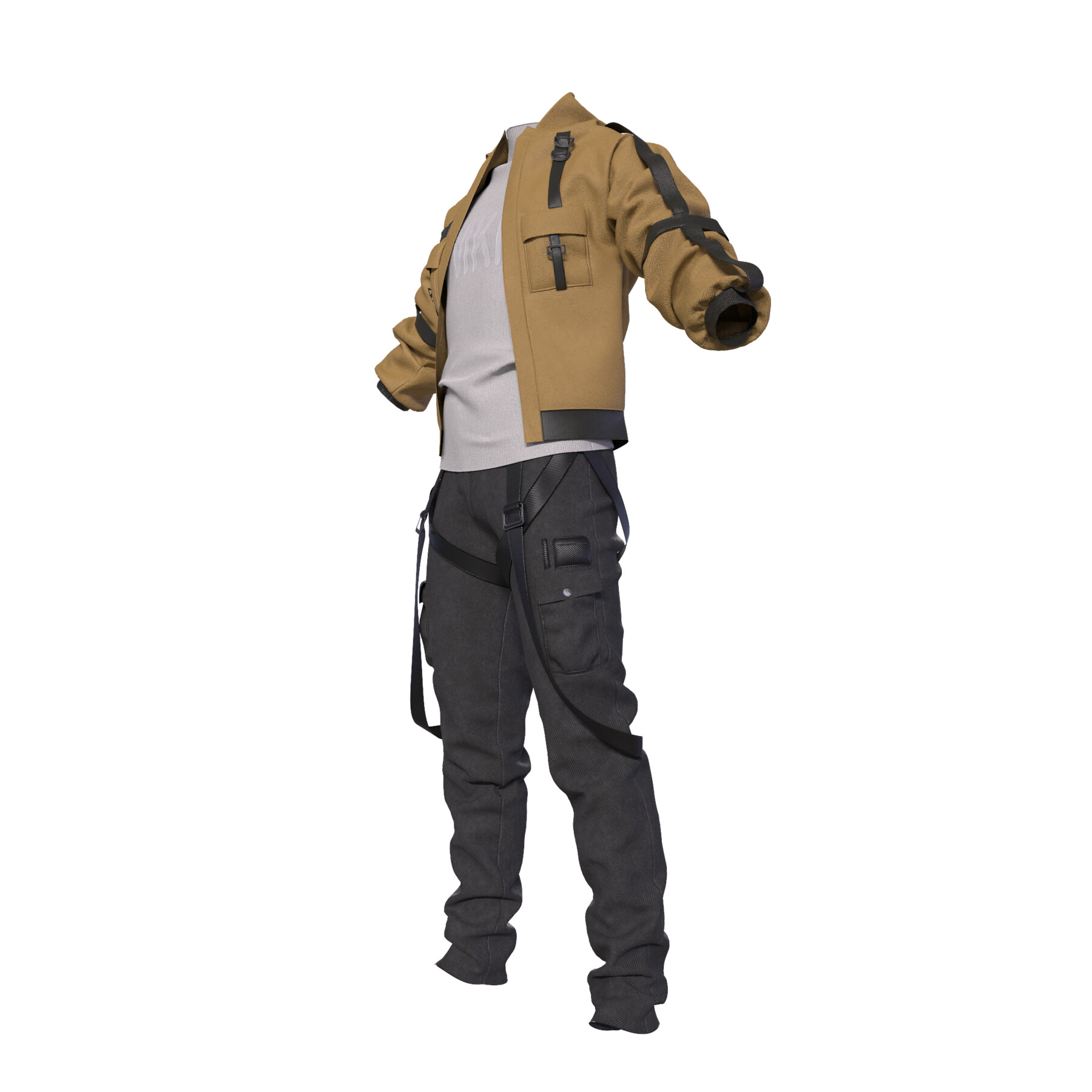 ArtStation - 3D male outfit cyberpunk clothes 0BJ+ZPRJ+FBX | Resources