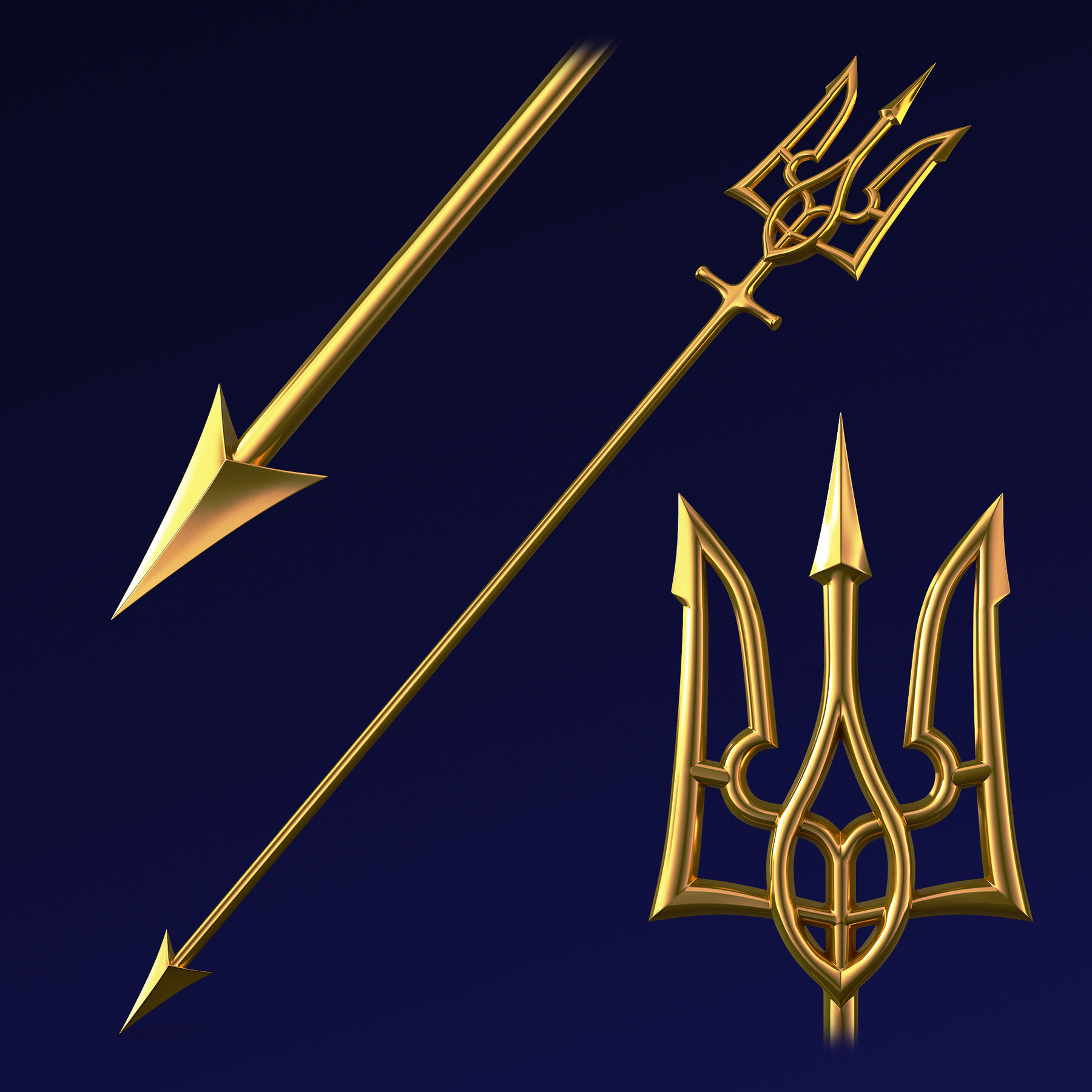 ArtStation - Poseidon Trident of Ukrainian Emblem M 2 | Resources