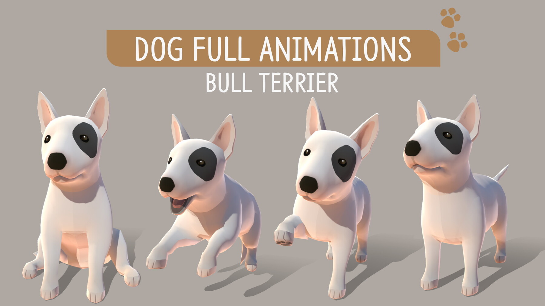 ArtStation - DOG Full Animations - Bull Terrier | Game Assets