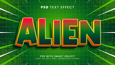 ArtStation - 3D Alien. PSD fully editable text effect. Layer style PSD ...