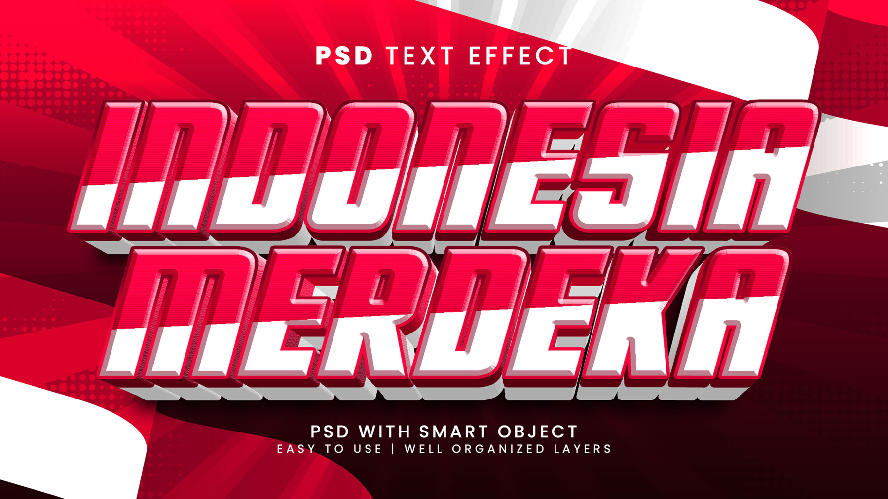 ArtStation - 3D Indonesia Merdeka. PSD fully editable text effect ...