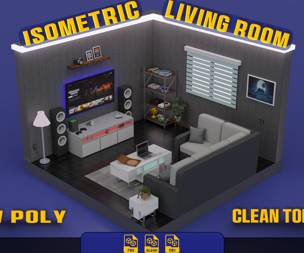 ArtStation - ISOMETRIC LIVING ROOM | Game Assets