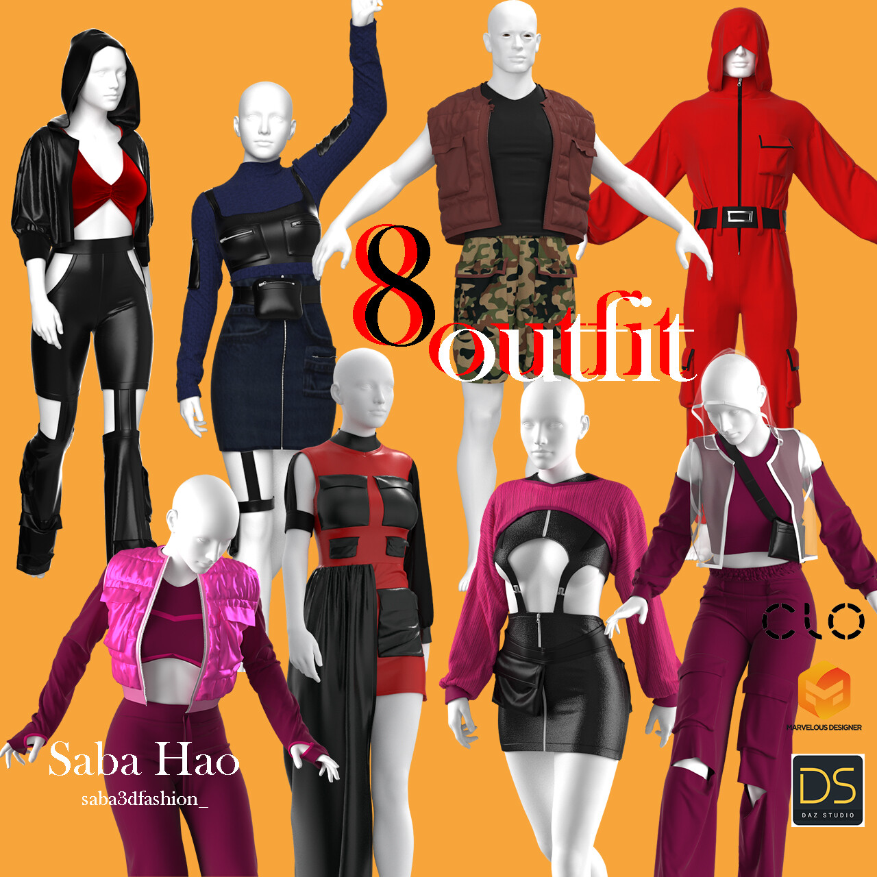 ArtStation - a pack of 8 clothes for female and male8 daz-A POSE | Game ...