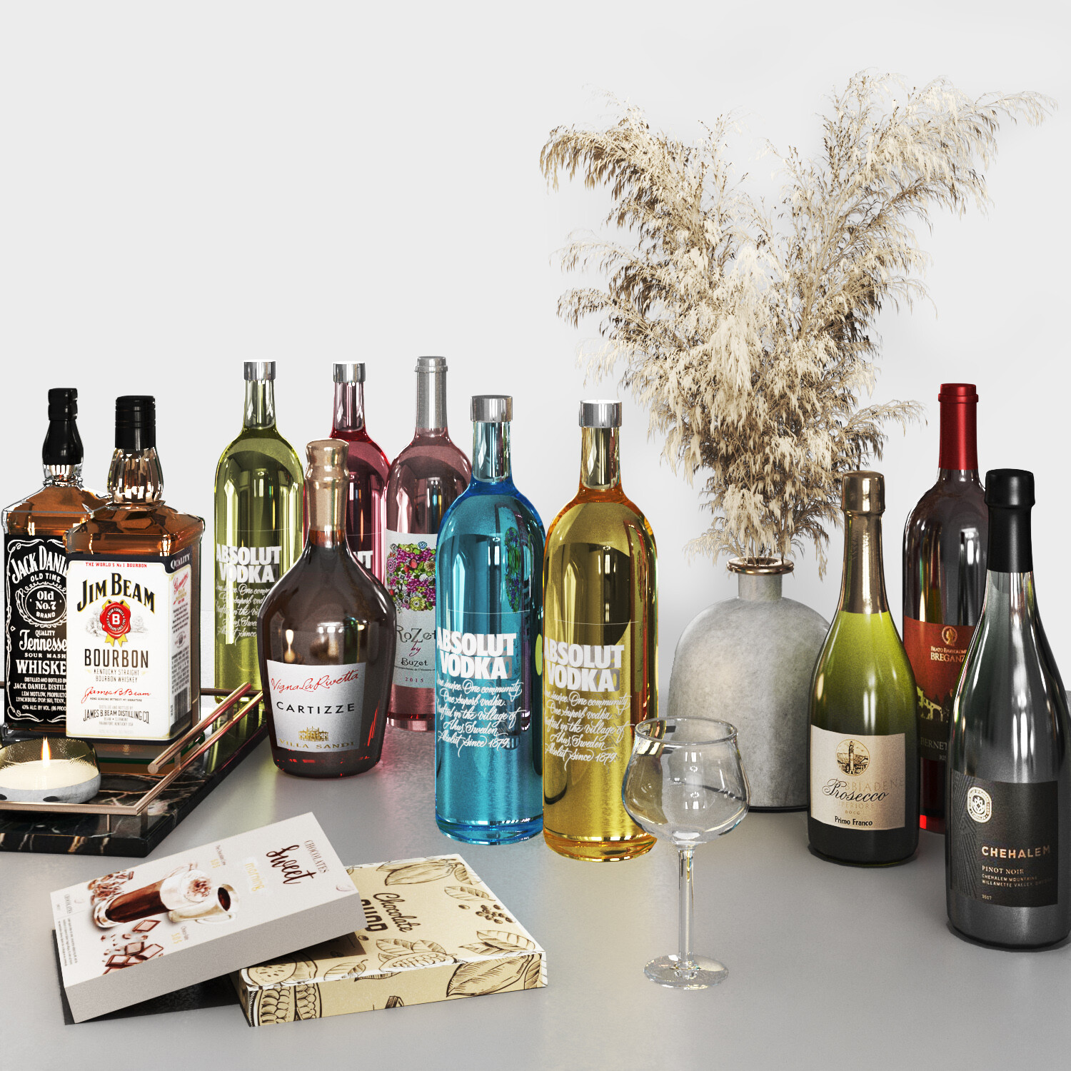 ArtStation - drinks set02, alcoholic drinks, wine, whiskey, jackdaniels, pampas | Resources