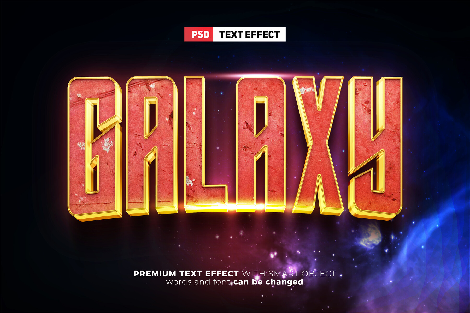 ArtStation - 3D Galaxy. PSD fully editable text effect. Layer style PSD ...