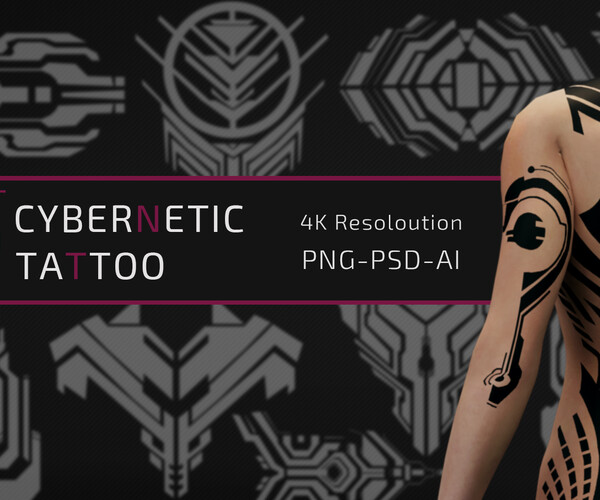 ArtStation - 50 CYBERNETIC TATTOO | Game Assets