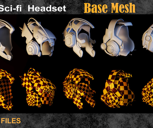ArtStation - 10 Sci_fi Headset BaseMesh vol17 | Resources